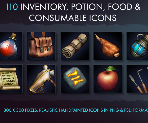 ArtStation - Inventory Potion Food And Consumable Icons | Game Assets