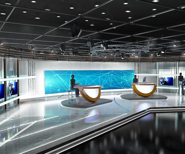 ArtStation - Virtual TV Studio News Set 3 | Game Assets