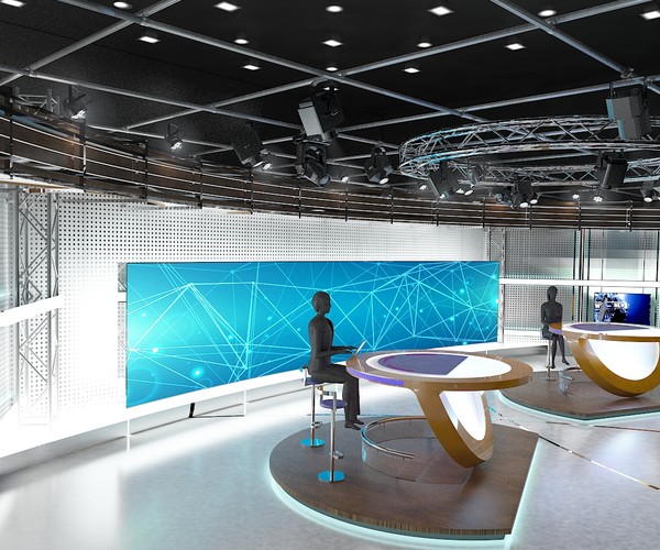 ArtStation - Virtual TV Studio News Set 3 | Game Assets