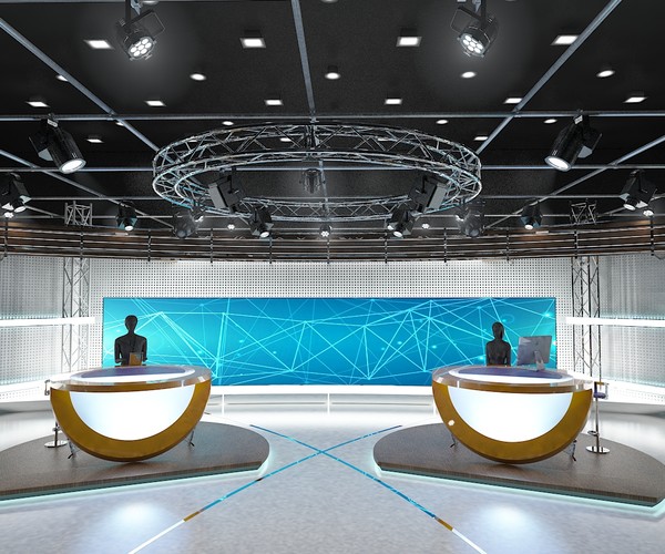 ArtStation - Virtual TV Studio News Set 3 | Game Assets