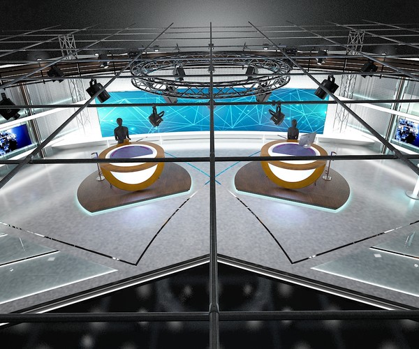 ArtStation - Virtual TV Studio News Set 3 | Game Assets