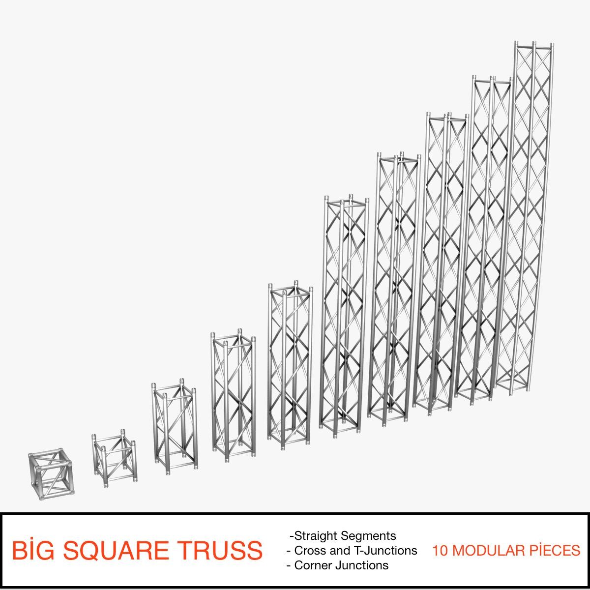 ArtStation - Big Square Truss Collection - 10 PCS Modular | Resources