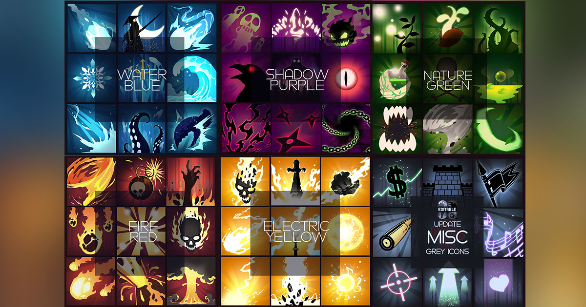 ArtStation - Editable RPG Skill Icons | Game Assets
