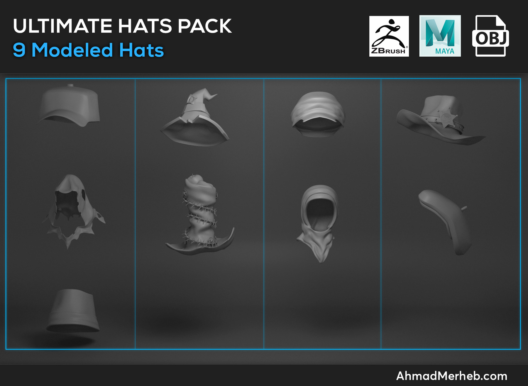 ArtStation - Ultimate Hats Model Pack | Resources