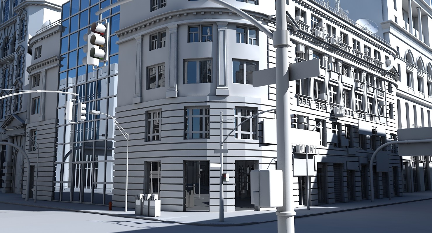 ArtStation - City Intersection 3D | Game Assets