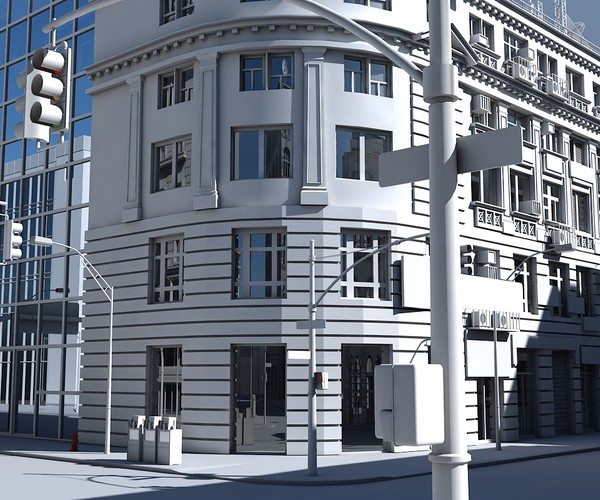 ArtStation - City Intersection 3D | Game Assets