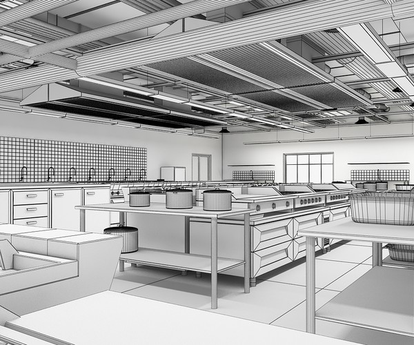 ArtStation - Commercial Kitchen 3D Model | Resources
