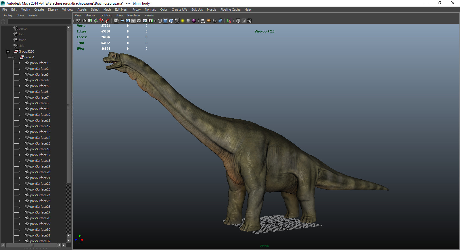 ArtStation - Brachiosaurus Dinosaur Maya Rig | Resources