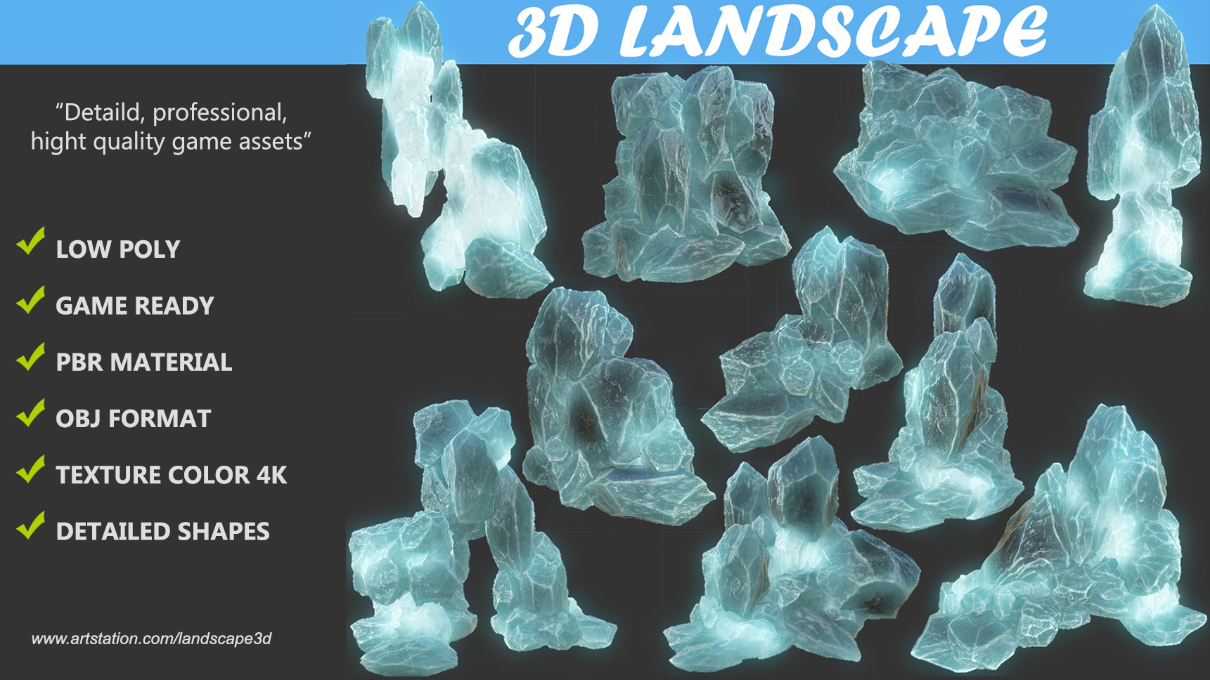 ArtStation - Low poly Realistic Ice Block Modular Pack | Game Assets