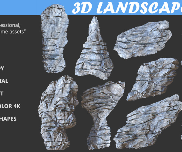 ArtStation - Low poly Realistic Rocky Sharp Cliff Modular Pack | Game Assets