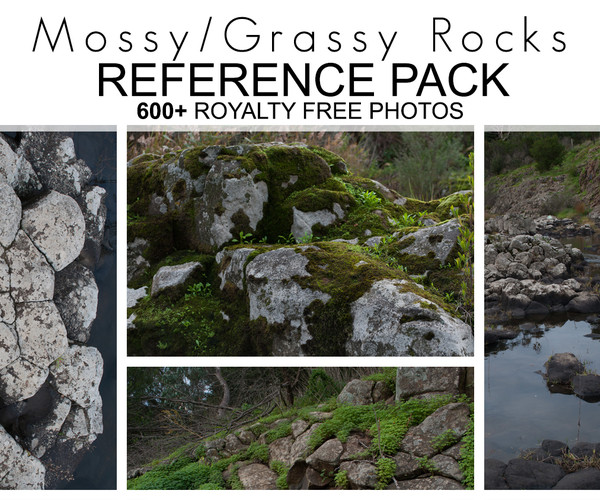 ArtStation - Reference Pack - Mossy/Grassy Rocks - 600+ Royalty Free ...