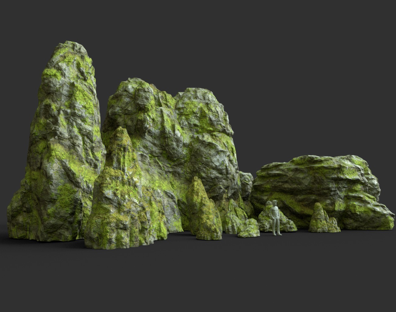 ArtStation - Low poly jungle mossy modular rock Pack | Game Assets