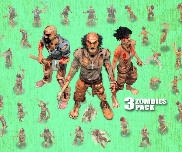 ArtStation - 3 Zombies Pack | Game Assets