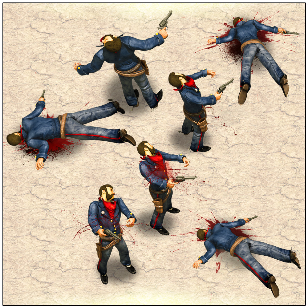 ArtStation - 2D blue uniform cowboy with a revolver | Game Assets