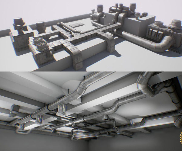 ArtStation - Air ducts modular system 60 elements interior/exterior ...