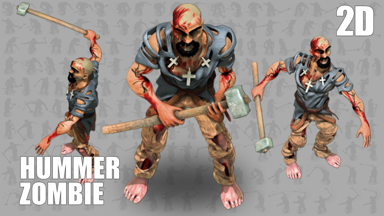 ArtStation - 2D Hummer Zombie Man | Game Assets