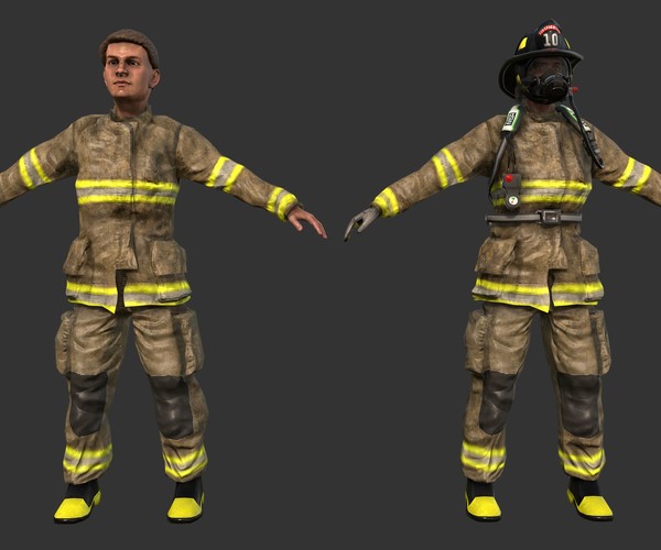 ArtStation - Firefighter Character 3D Game Ready Model | Game Assets