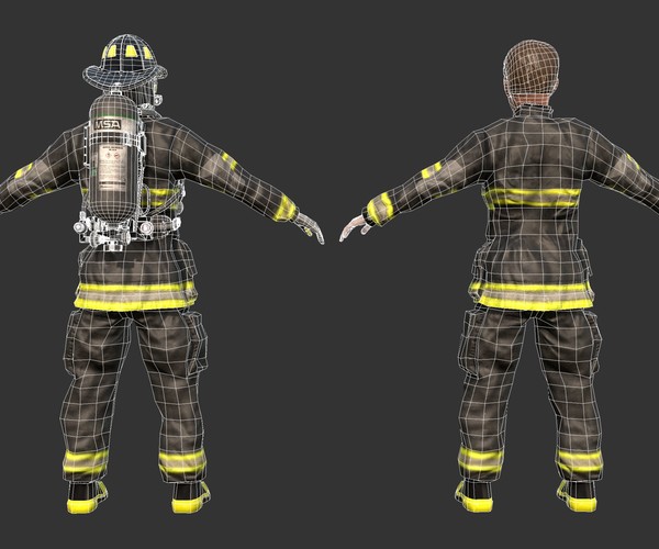 ArtStation - Firefighter with Gear Lowpoly Game Ready 3D Model | Game ...