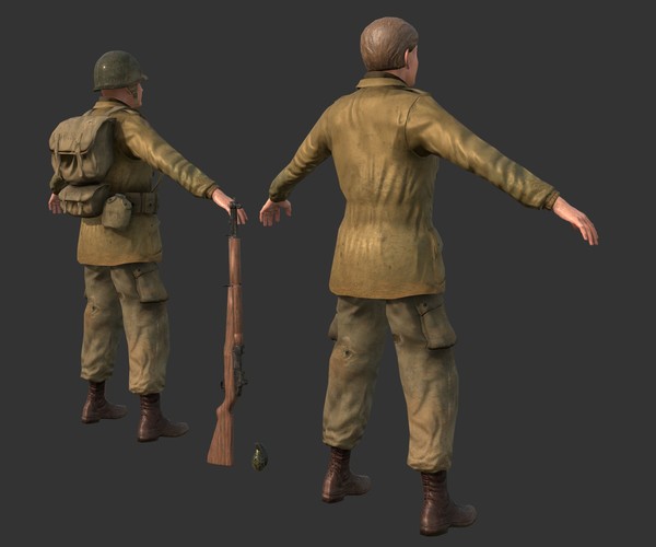 ArtStation - WW2 World War 2 Soldier Game Ready 3D Lowpoly Character ...