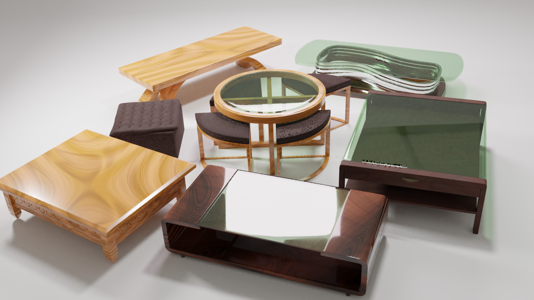 ArtStation - A collection of 7 modern tables for living room renders 3D model | Resources