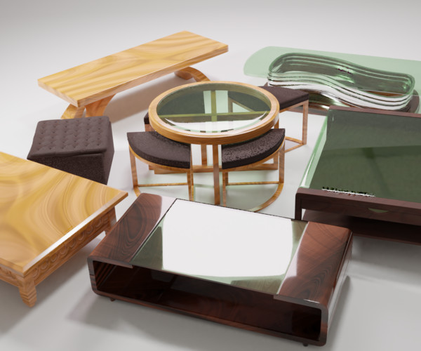 ArtStation - A collection of 7 modern tables for living room renders 3D ...