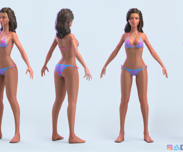 ArtStation - Kat - girl in swimsuit. 3d Realtime chracter with 4k PBR textures. | Resources