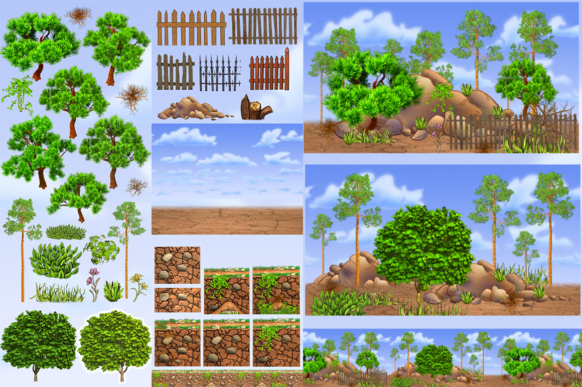 ArtStation - 2D SCROLLER MAP CONSTRUCTION SET | Game Assets