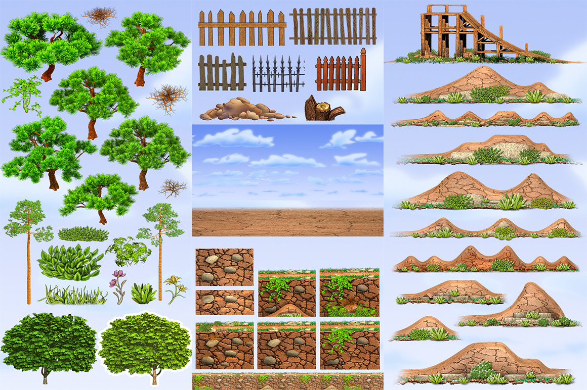 ArtStation - 2D SCROLLER MAP CONSTRUCTION SET | Game Assets