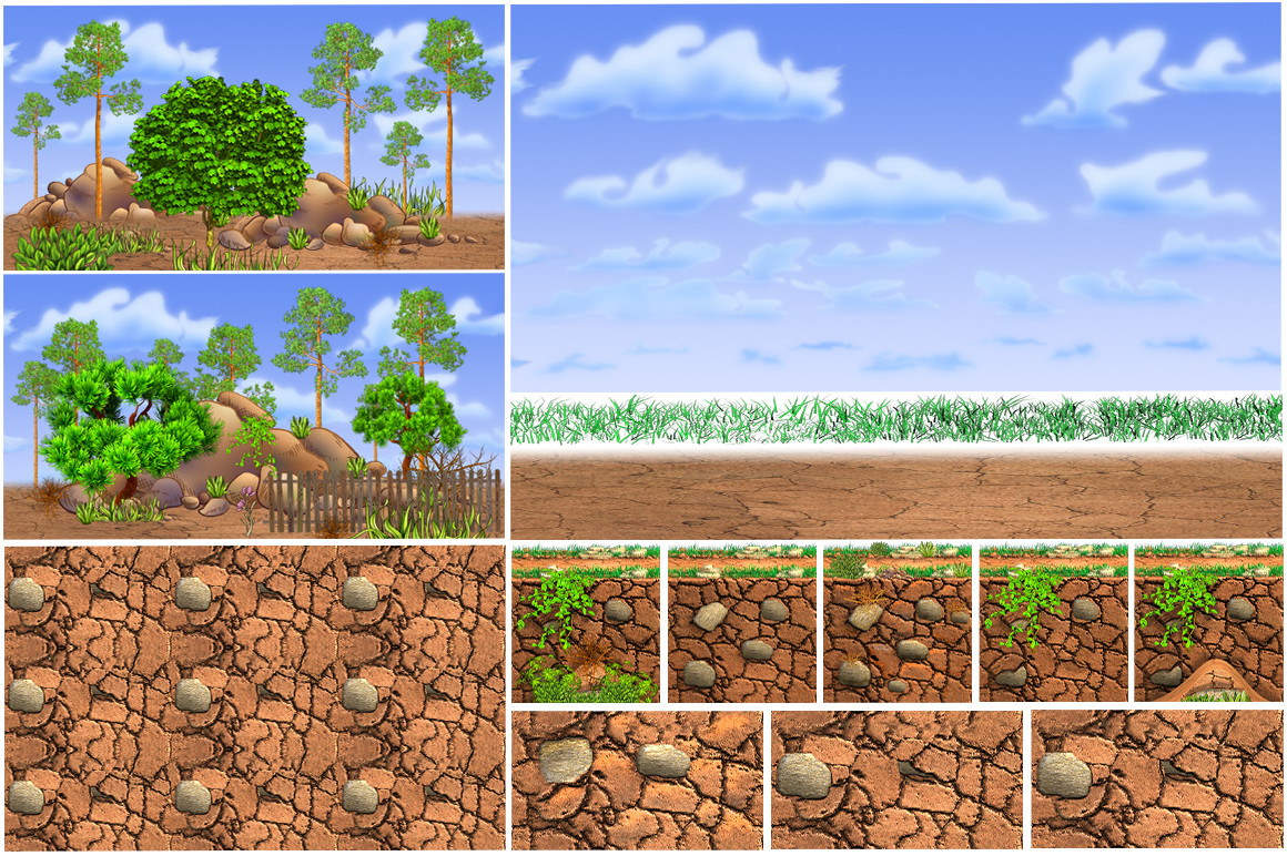 ArtStation - 2D SCROLLER MAP CONSTRUCTION SET | Game Assets