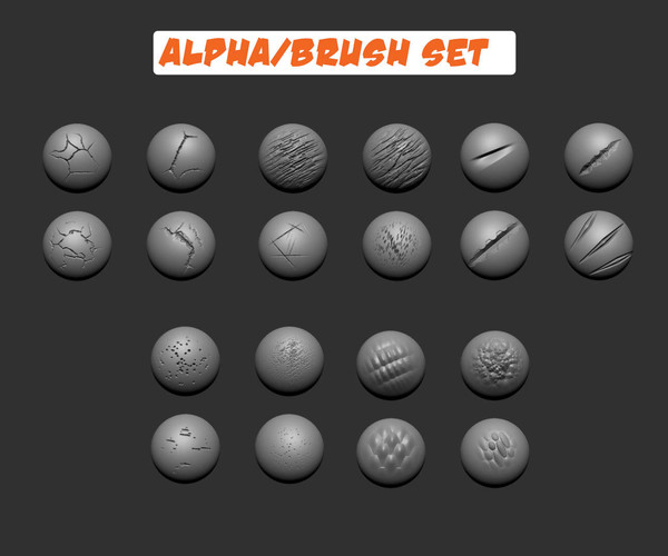 ArtStation - ZBrushCore Organic/Hardsurface alphas | Brushes