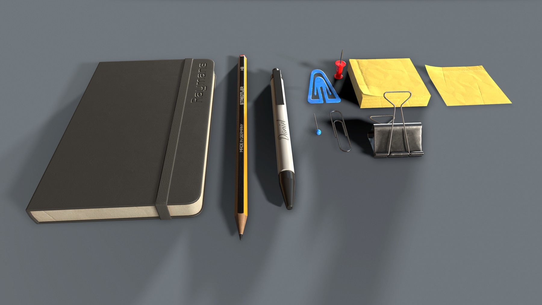 ArtStation - Assorted Stationery Desk Clutter (PBR Game Ready) | Game Assets