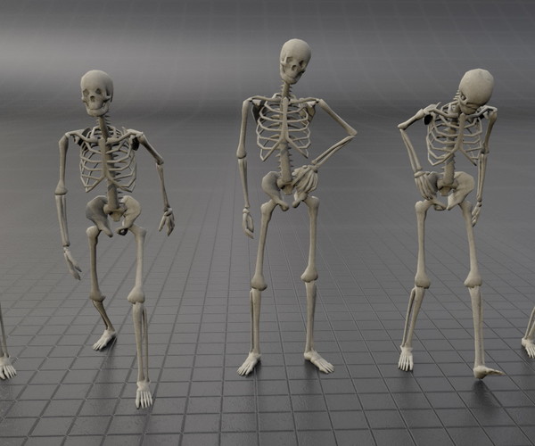 ArtStation - Skeleton Poses Pack - Low-poly 3D model | Game Assets