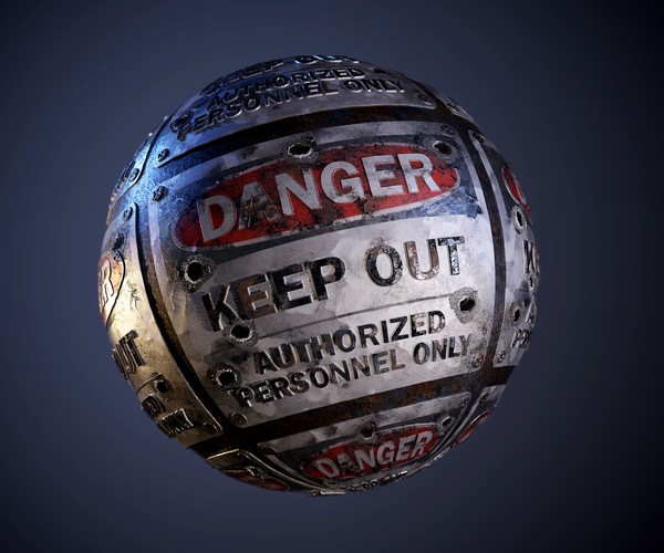 ArtStation - Metal Danger Keep Out Sign Seamless PBR Texture | Game Assets