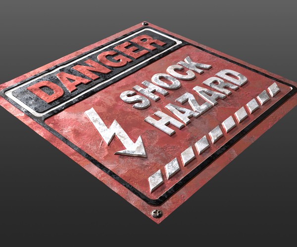 ArtStation - Metal Danger Shock Hazard Red Sign Dirty Rusty Seamless ...