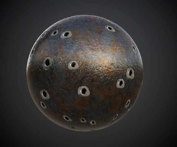 ArtStation - Metal Rusty Bullet Holes Grunge Seamless PBR Texture ...