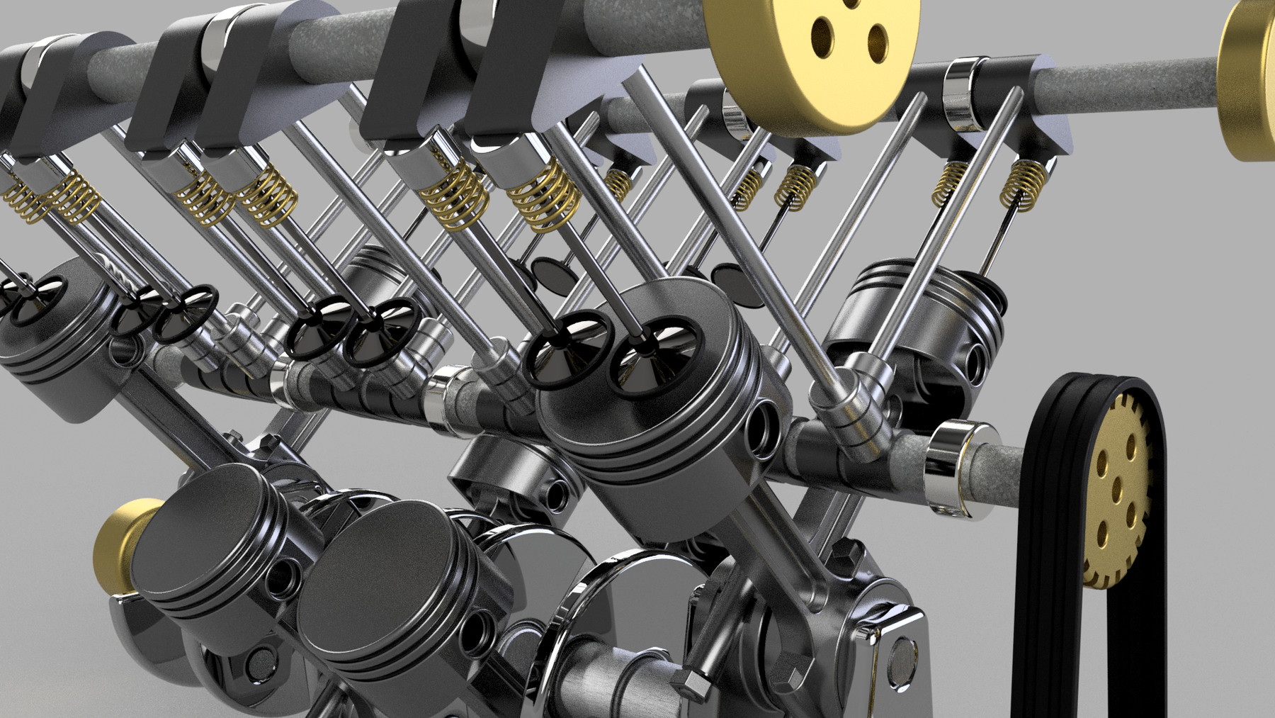 ArtStation - V8 Crankshaft, Pistons and Valves 3D Model | Resources