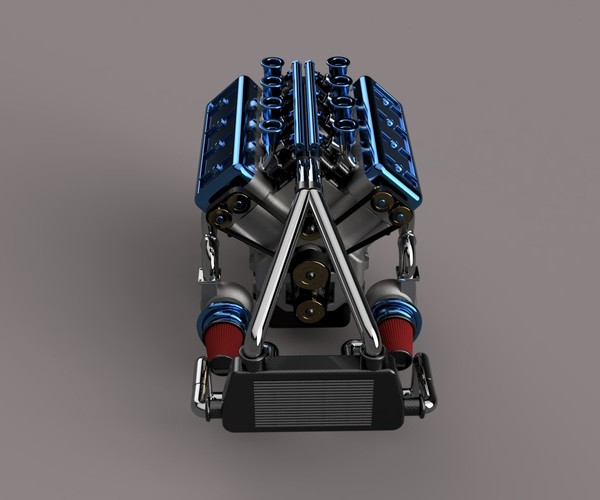 ArtStation - V8 Biturbo Engine 3D model | Resources
