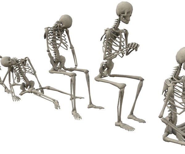 ArtStation - Skeleton Sitting Poses - Low-poly 3D model | Resources