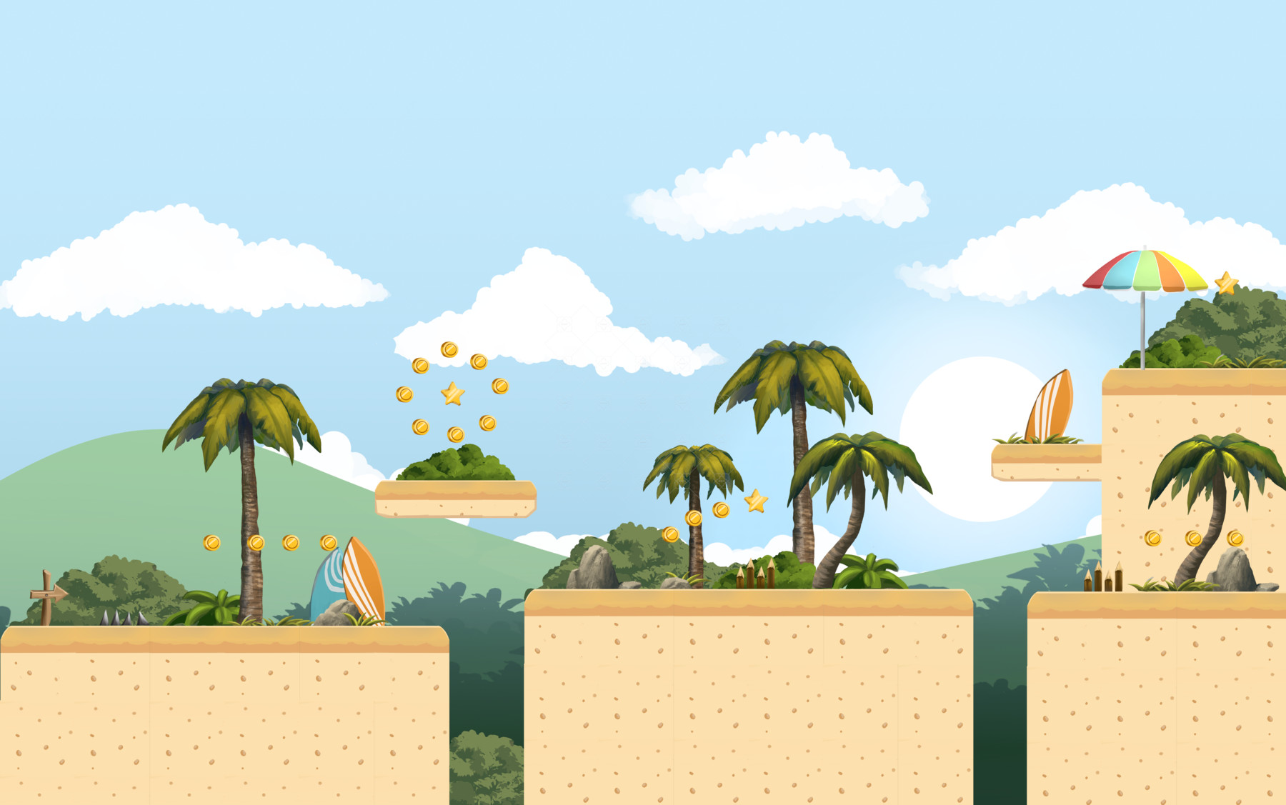 ArtStation - Beach 2D Environment | Game Assets