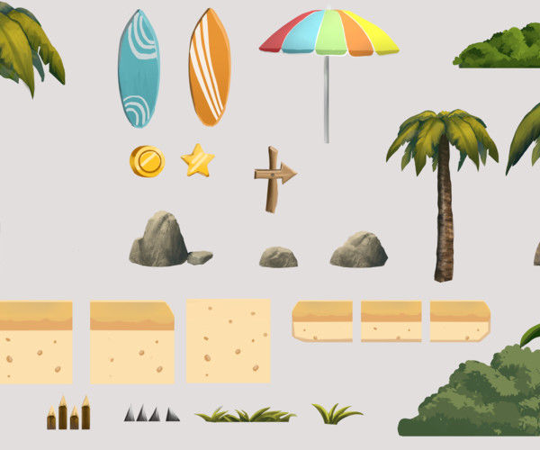 ArtStation - Beach 2D Environment | Game Assets