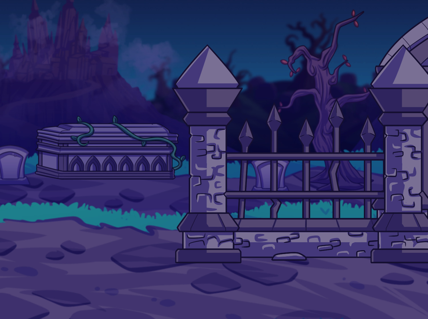 ArtStation - 2D Fantasy Skeleton Graveyard Background | Game Assets