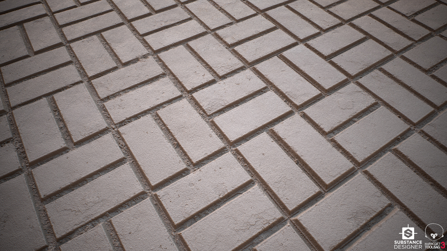 ArtStation - Concrete Herringbone Bricks - Substance Designer Material | Game Assets