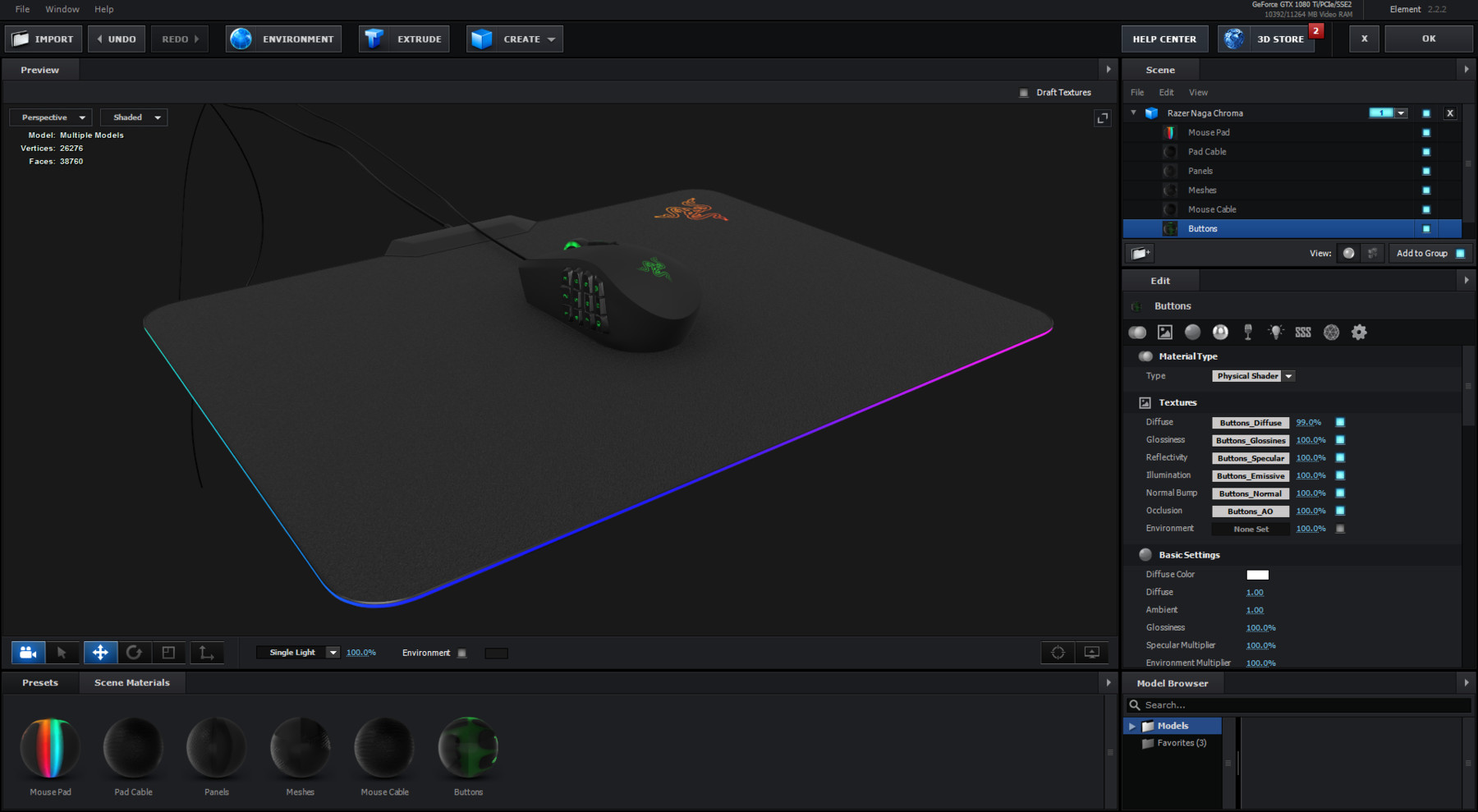 ArtStation - Razer Naga Chroma Firefly RGB Gaming Computer Mouse 3D ...