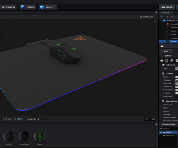ArtStation - Razer Naga Chroma Firefly RGB Gaming Computer Mouse 3D ...