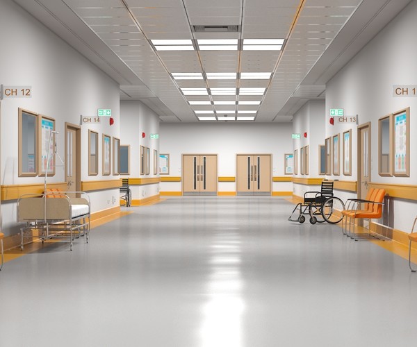 ArtStation - Hospital Hallway 2 Modular 3D Model | Game Assets