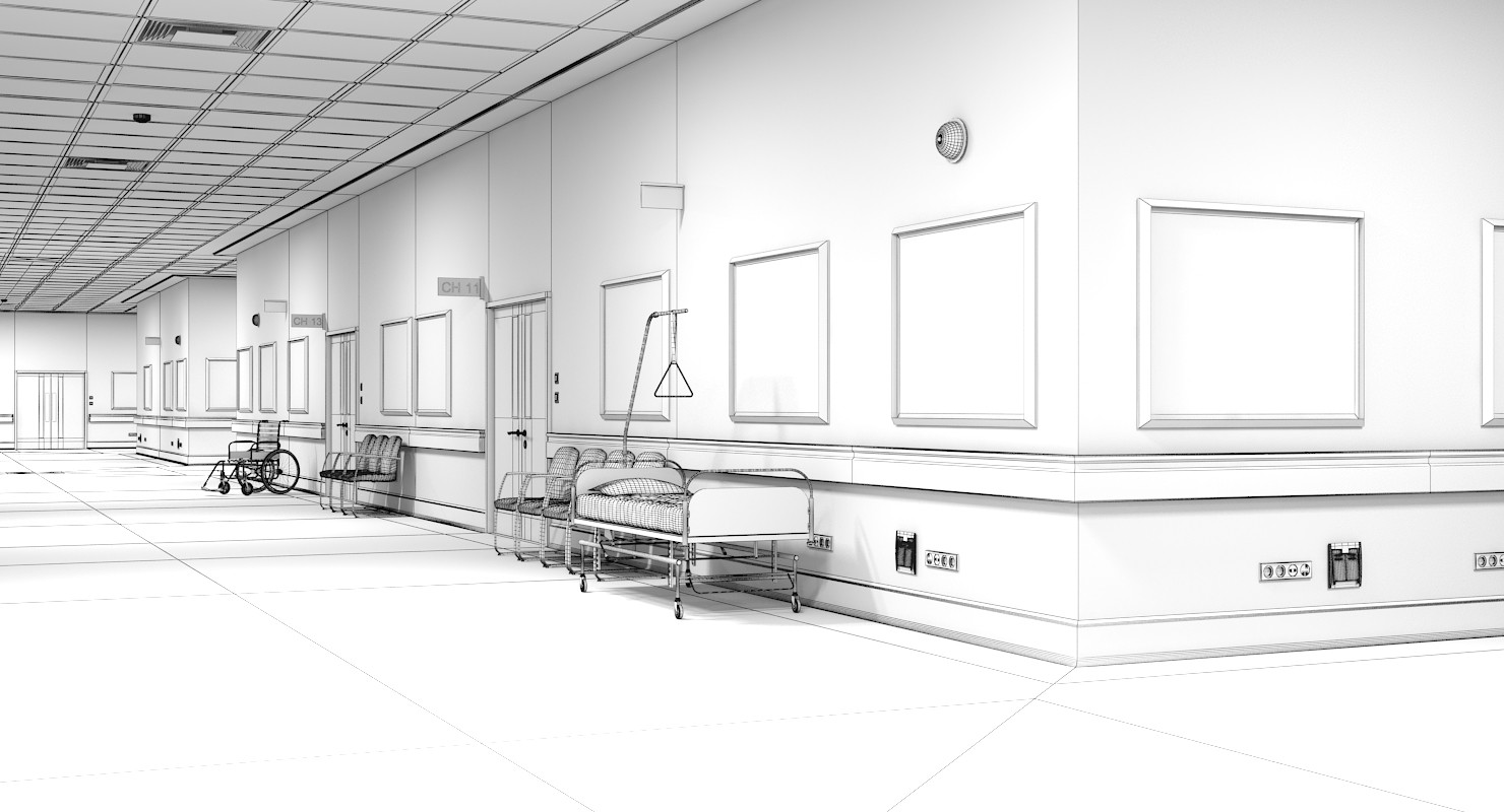 ArtStation - Hospital Hallway 2 Modular 3D Model | Game Assets