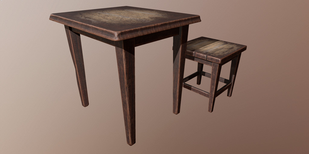 ArtStation - Old stool and table | Game Assets