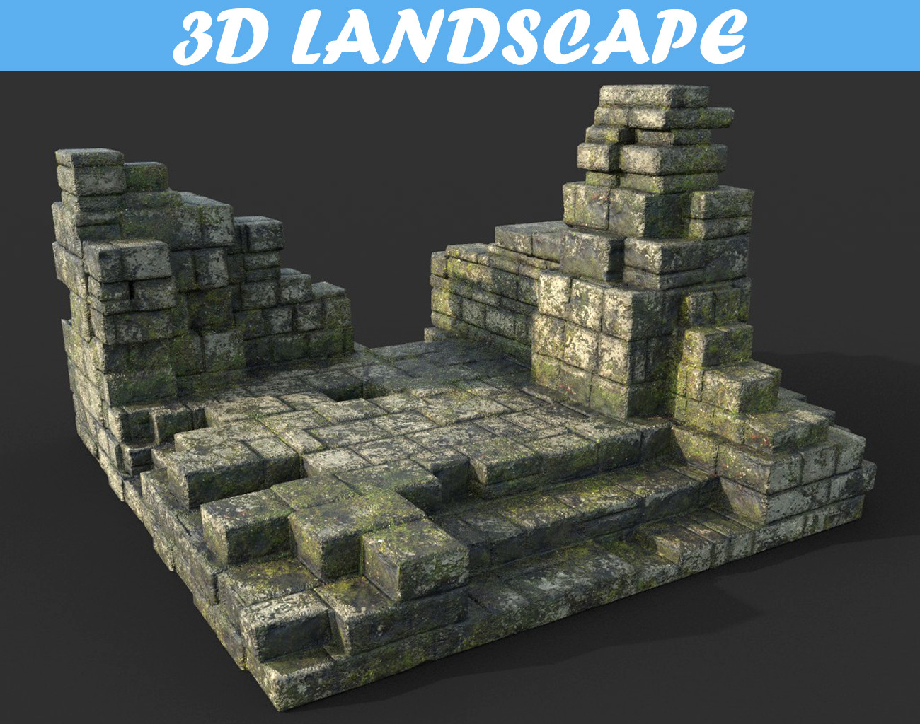 ArtStation - Low poly Mossy Ruin Temple Package | Game Assets