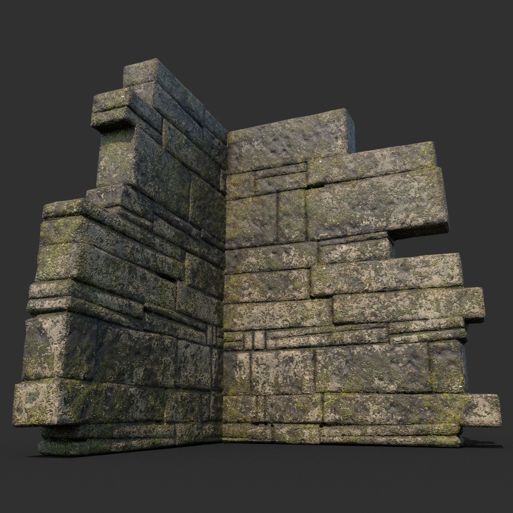 ArtStation - Low poly Mossy Ruin Temple Package | Game Assets