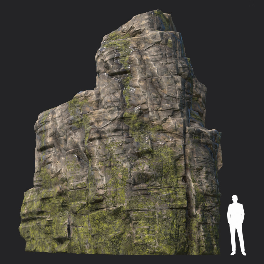 ArtStation - Low poly Wet Mossy Blocky Rock Cliff Pack | Game Assets
